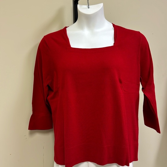 Talbots | Sweaters | Plus Size Talbots Red Square Neck Sweater | Poshmark